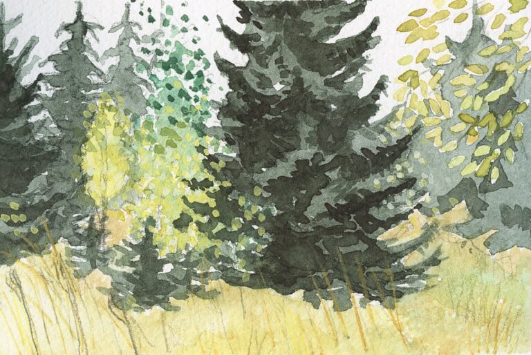 How I use greens in landscape sketching | Julia Bausenhardt