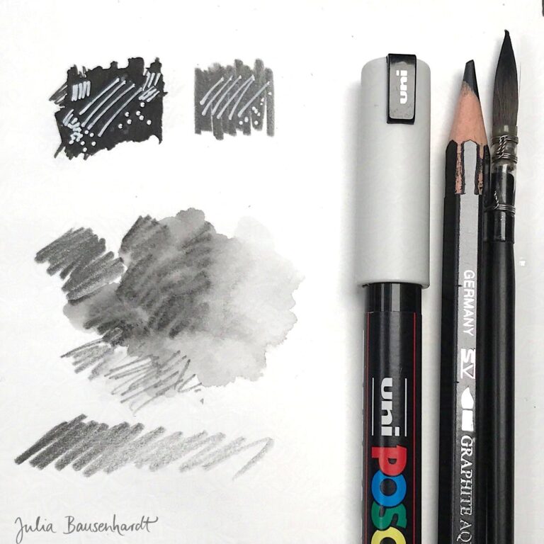 Graphite and ink sketches and exploring textures | Julia Bausenhardt